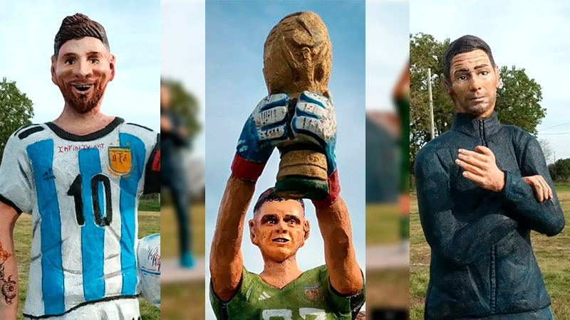 Messi, “Dibu” Martínez y Scaloni tienen sus estatuas homenajes en Entre ...