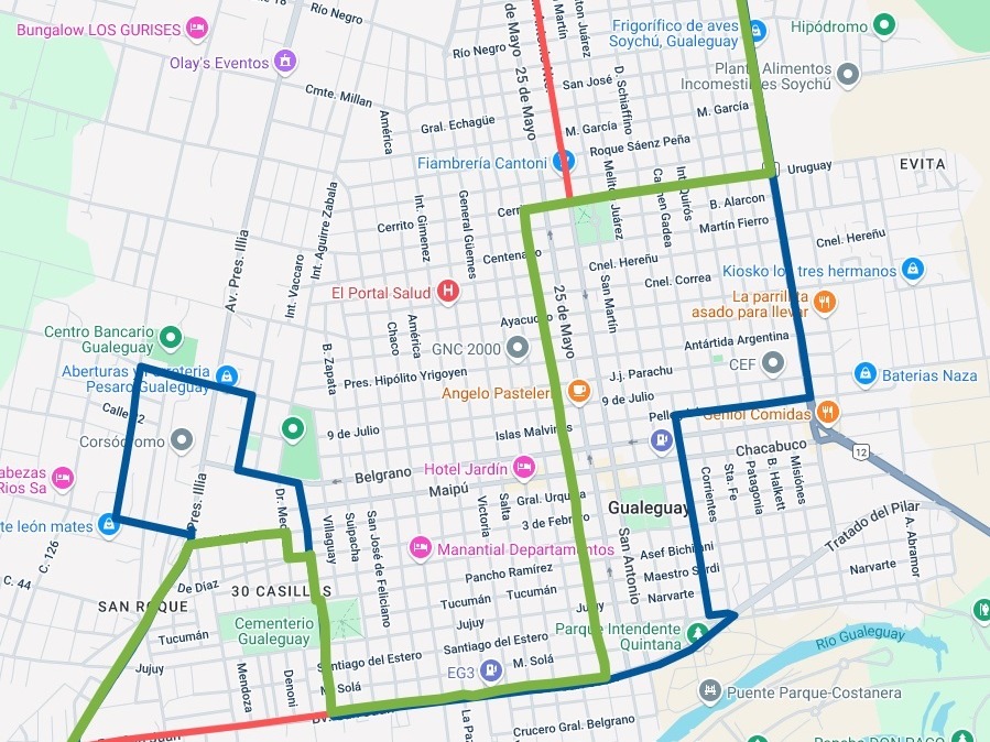 Mapa interactivo con los recorridos de colectivos interurbanos